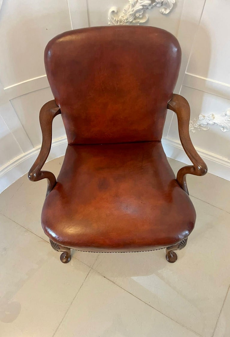 Pair of Antique Quality Leather and Carved Walnut Desk Chairs For Sale ...