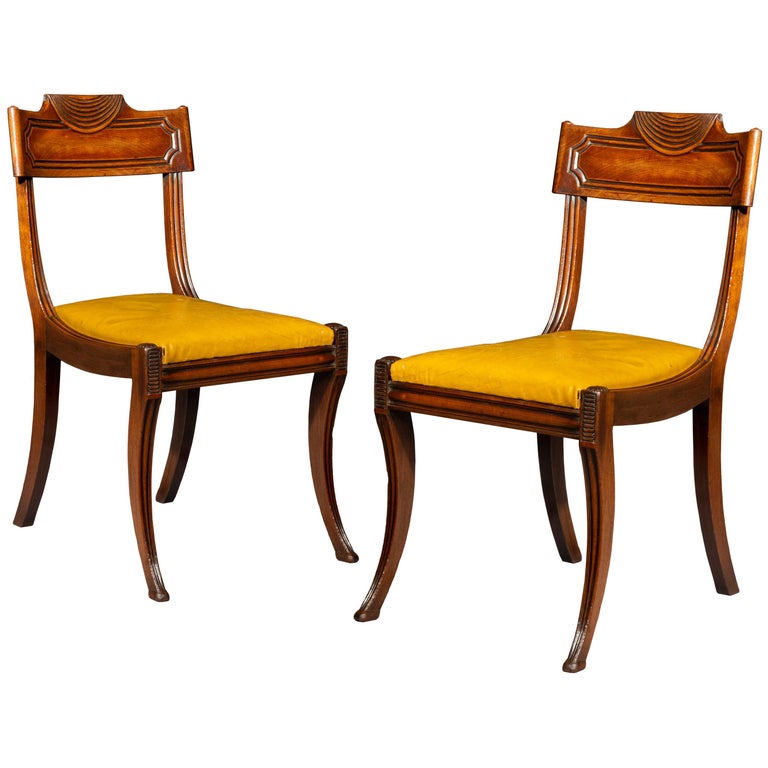 Pair of Antique Regency Klismos Chairs in the Manner of Marsh and ...