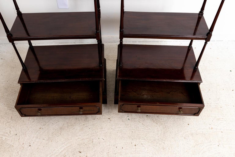 Pair of Antique Regency Style Three Tiered Side Tables For Sale at 1stDibs