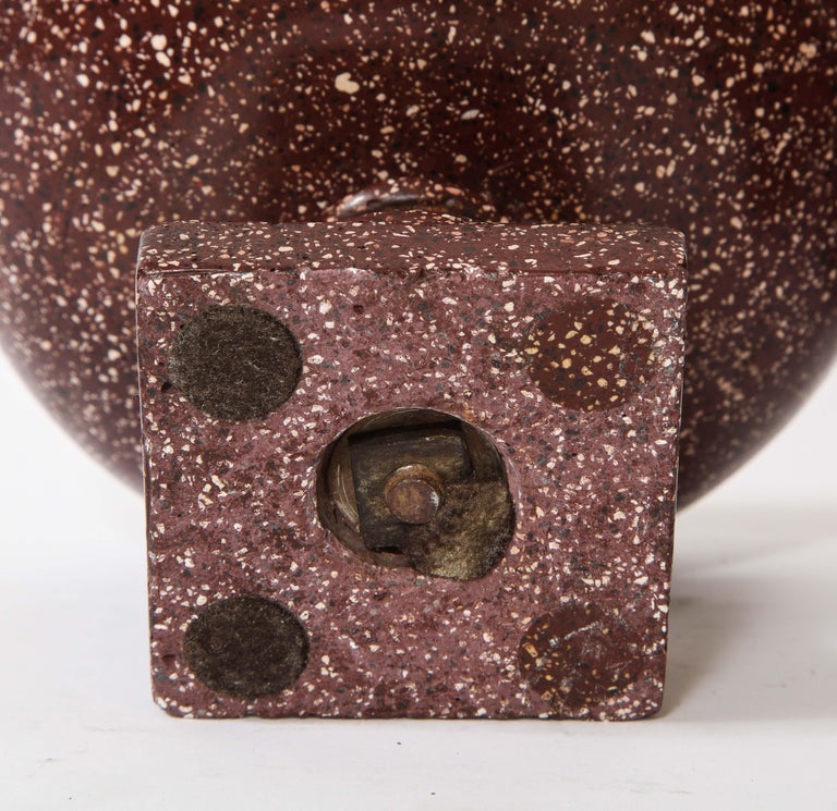 Pair of Antique Roman Porphyry, Grand Tour Period Hand-Carved Lidded ...