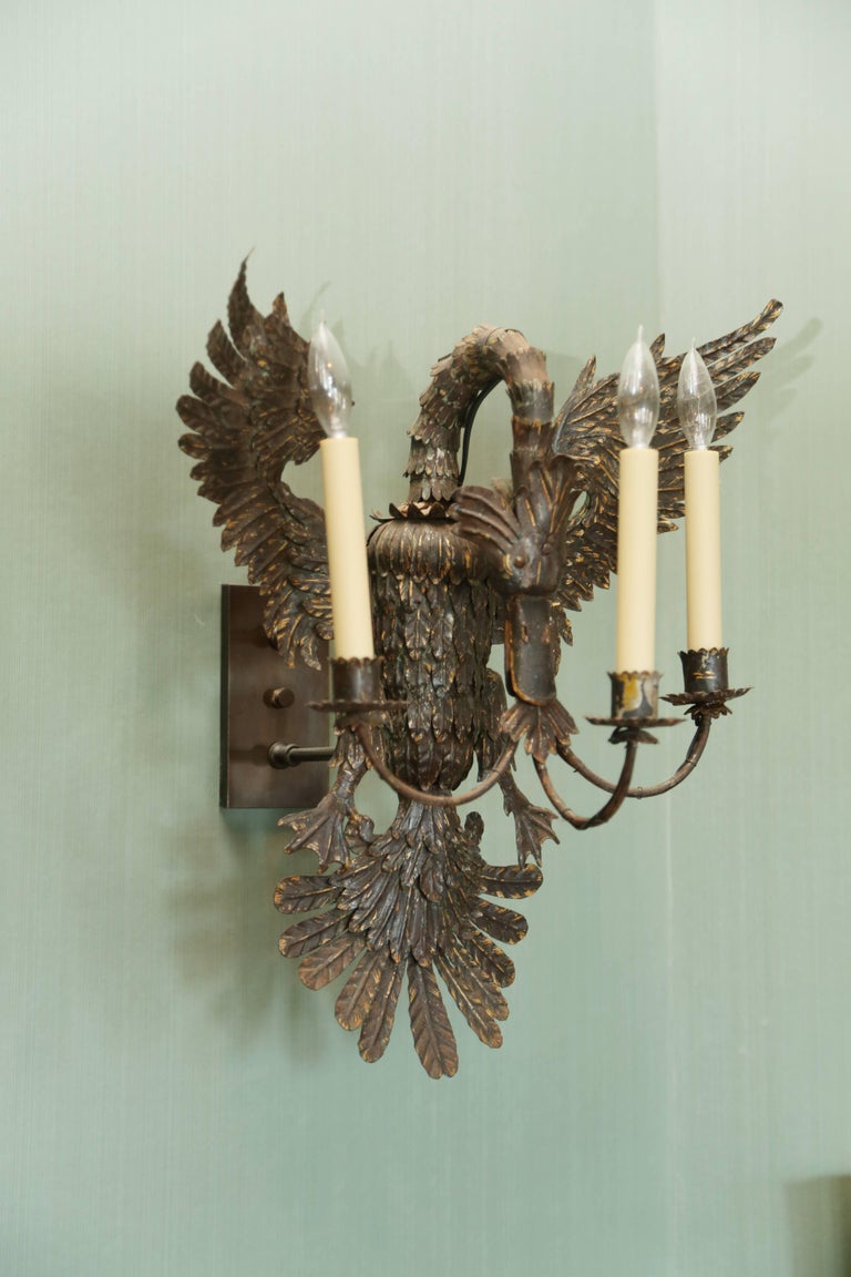 Pair of Antique Russian Swan-Form Wall Lights For Sale at 1stDibs