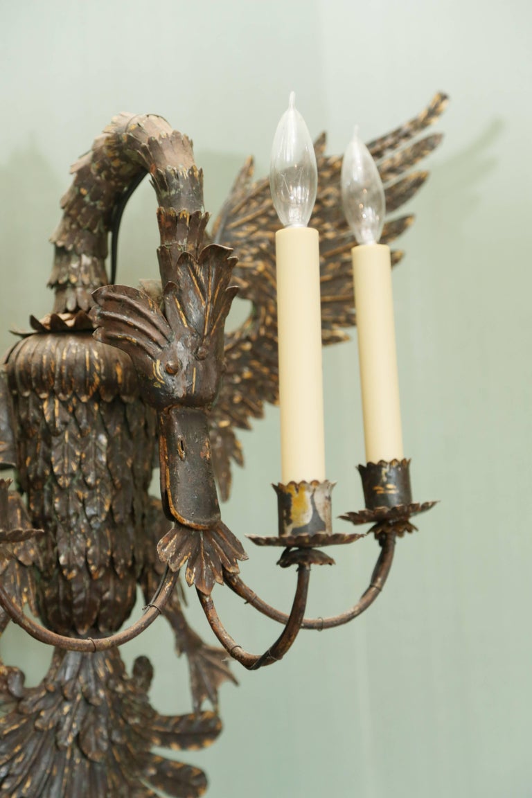 Pair of Antique Russian Swan-Form Wall Lights For Sale at 1stDibs