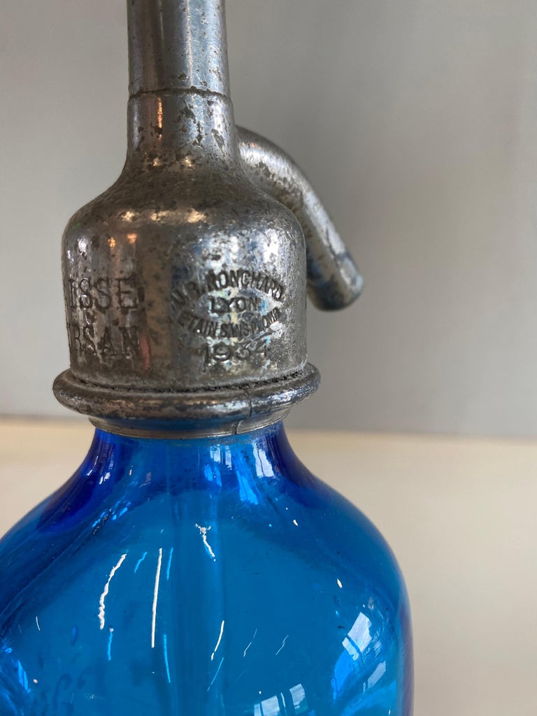 Pair of Antique Seltzer Soda Syphon Bottles, Blue Glass, Siphon Small ...
