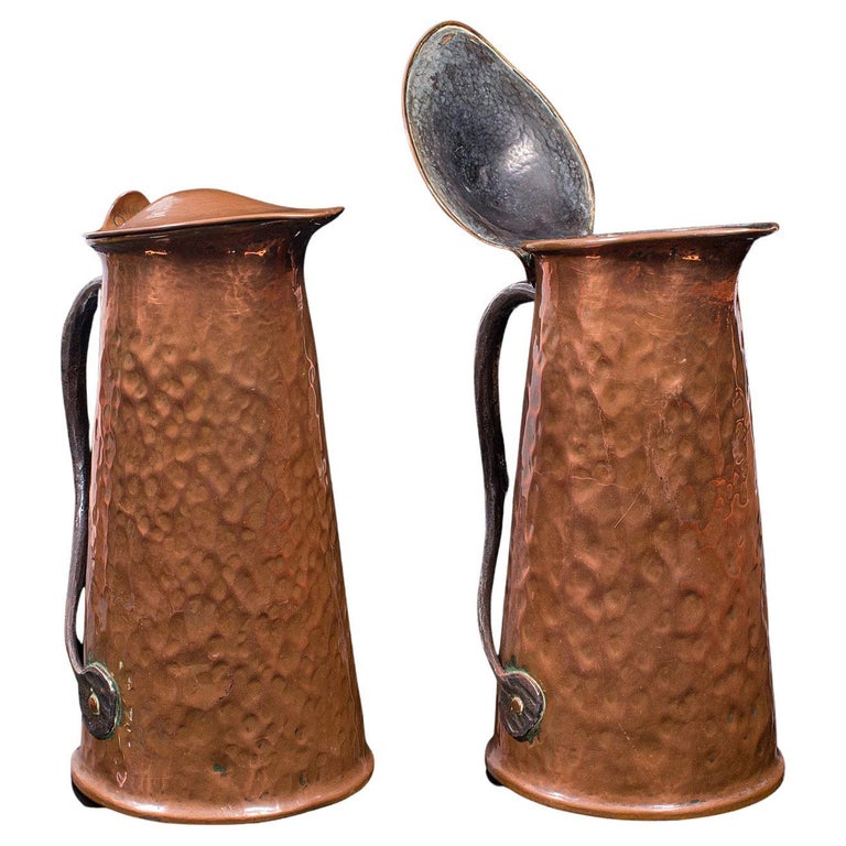 Pair of Antique Serving Jugs, English, Copper, Ewer, Arts and Crafts ...