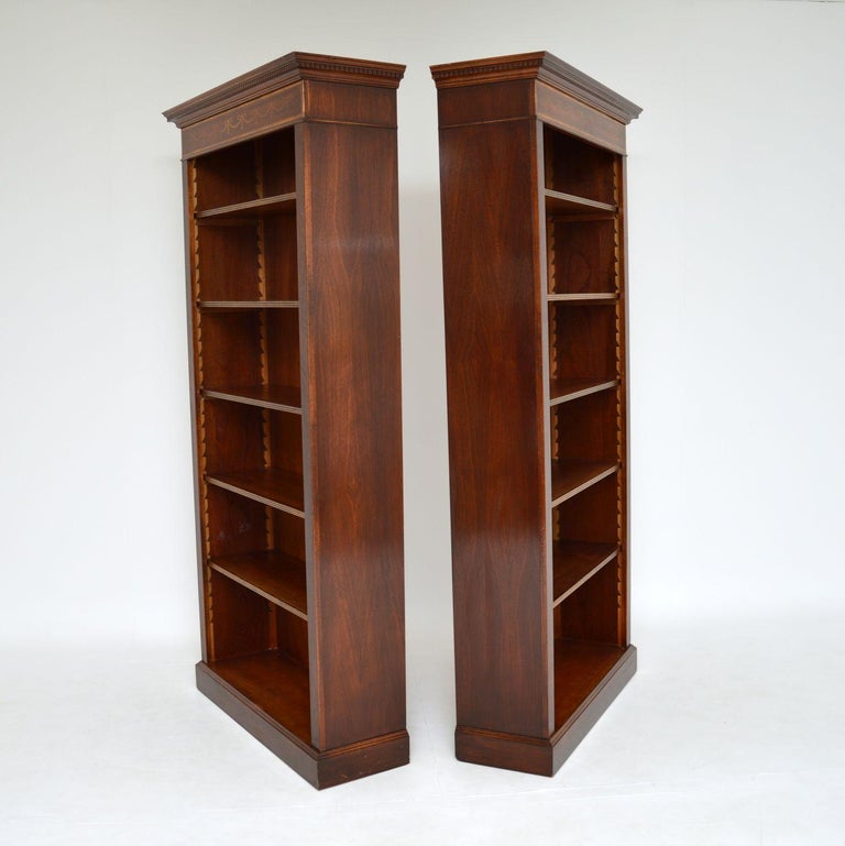 Pair of Antique Sheraton Style Open Bookcases at 1stDibs