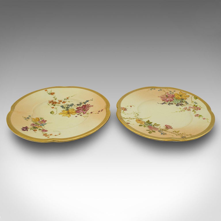 Pair of Antique Side Plates, English, Ceramic, Decorative, Saucer ...