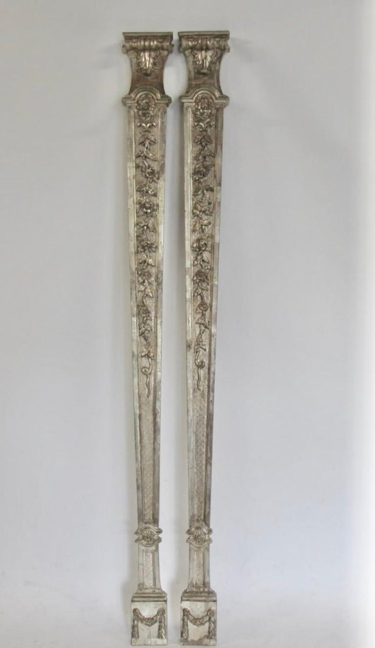 Pair of Antique Silver Giltwood Regency Style Pilasters For Sale at 1stDibs