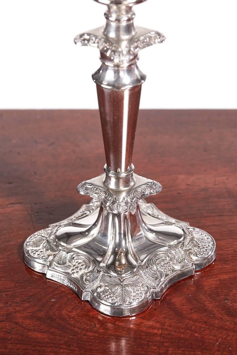Pair of Antique Silver Plated Five-Branch Candelabras at 1stDibs