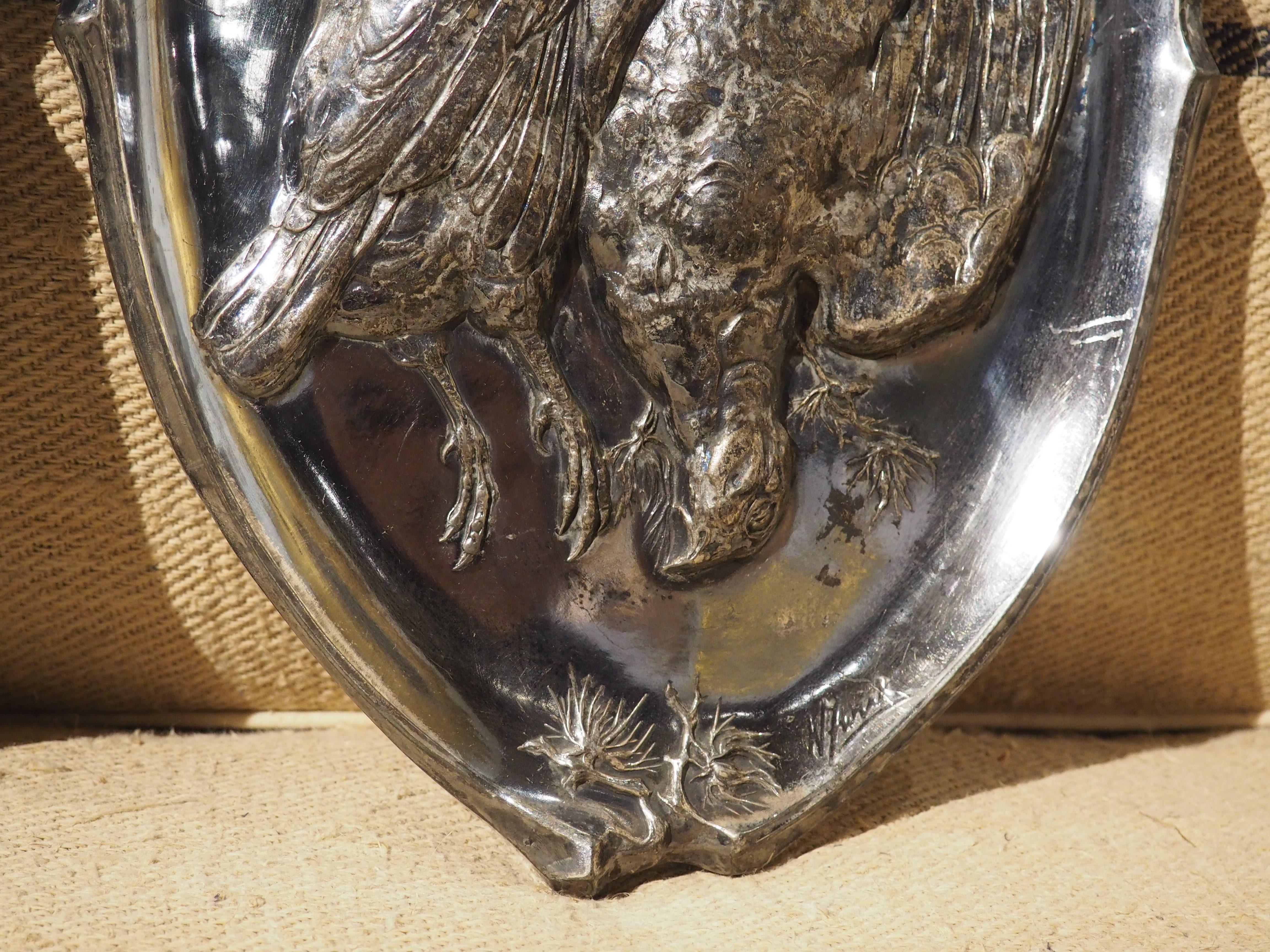 Pair of Antique Silvered Metal Hunt Plaques from France, Circa 1900 For ...