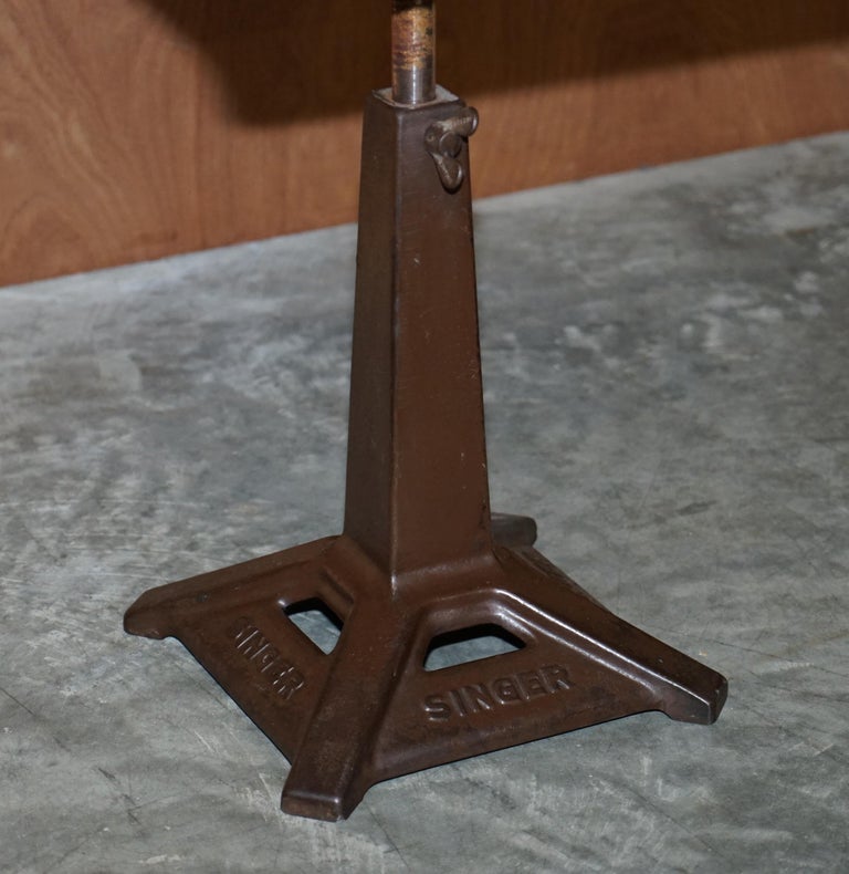 Pair of Antique Singer Sewing Machine Work Chairs Height Adjustable Bar ...