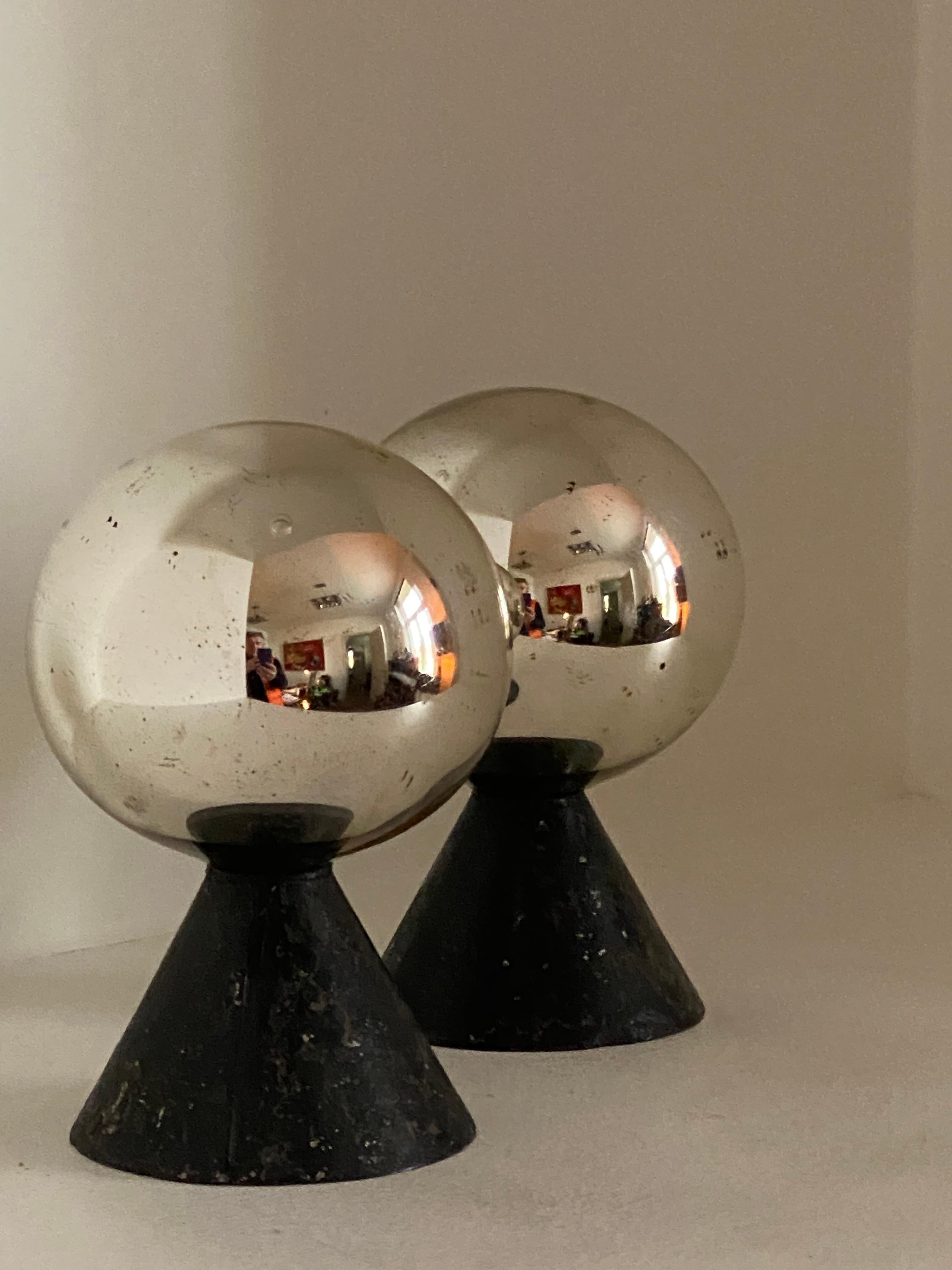 Pair of antique small objects in Mercury Glass For Sale at 1stDibs