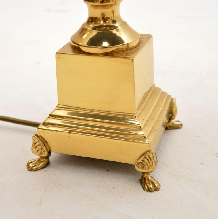 Pair of Antique Solid Brass Table Lamps For Sale at 1stDibs