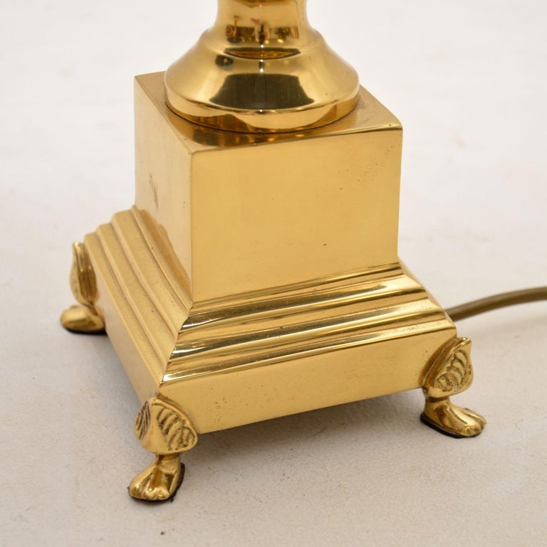 Pair of Antique Solid Brass Table Lamps For Sale at 1stDibs
