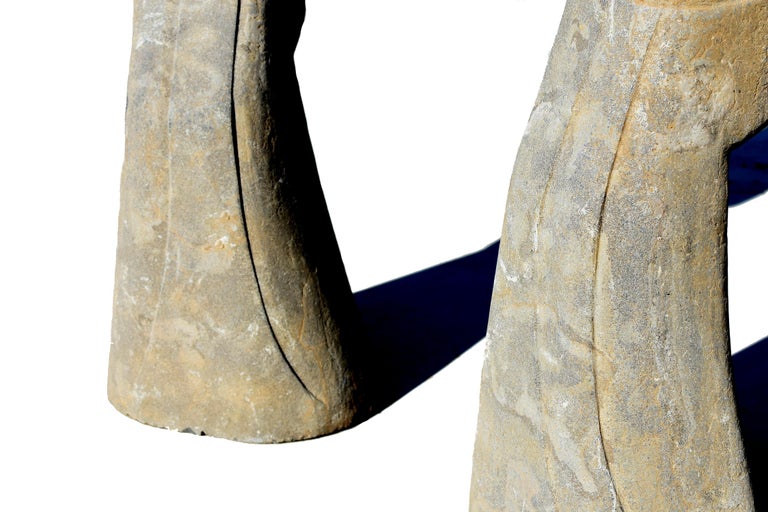 Pair of Antique Stone Figures Statues Han Style For Sale at 1stDibs