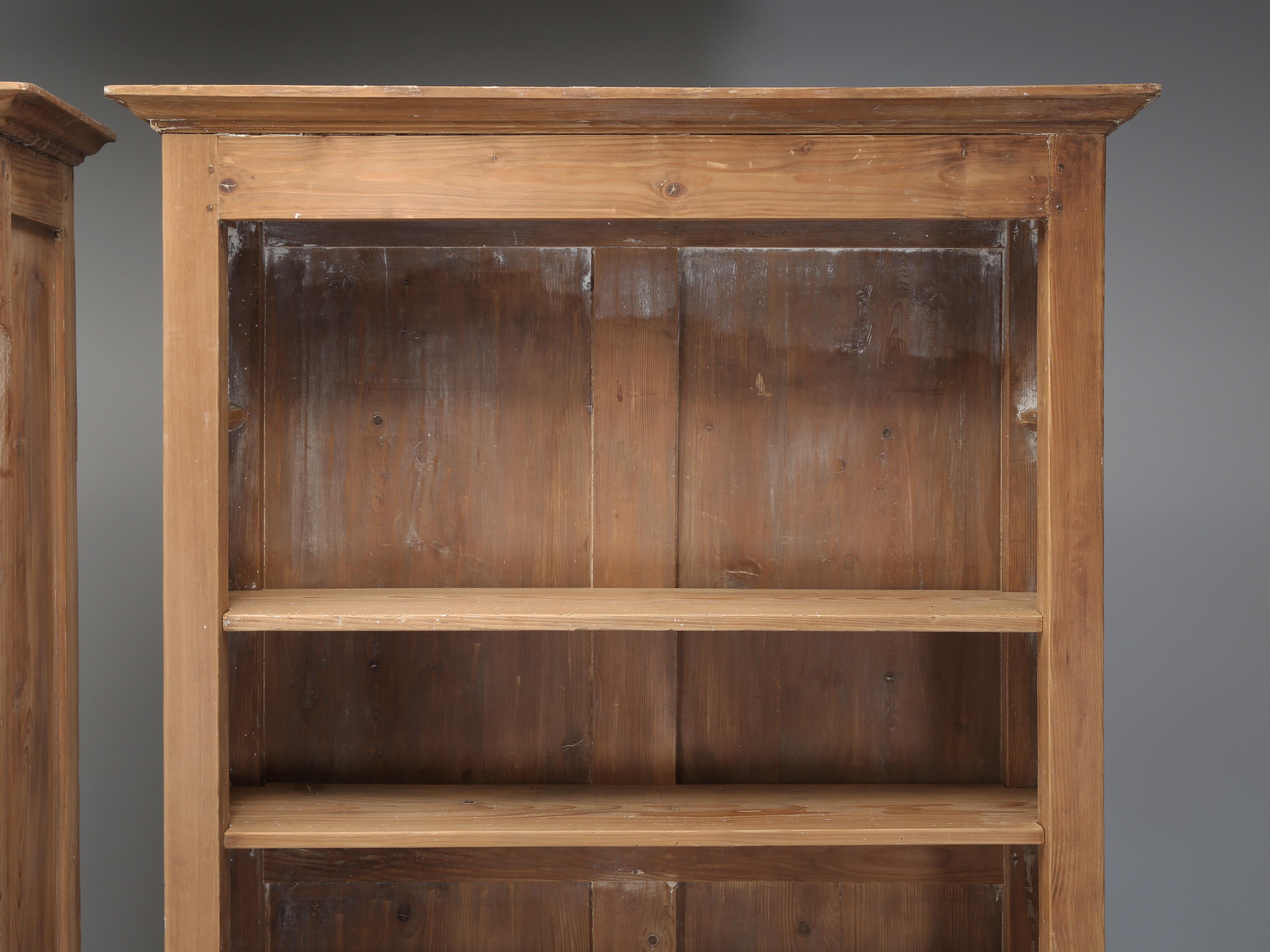 Pair of Antique Stripped Pine French Bookcases from the late 1800’s Unrestored For Sale at 1stDibs