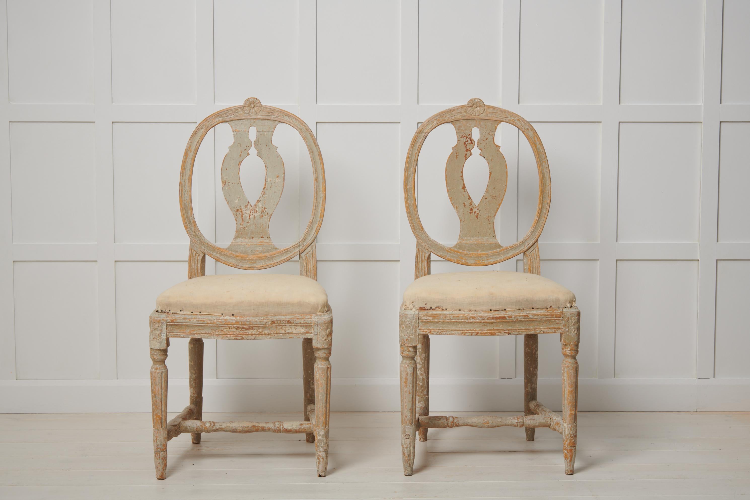 Pair of Antique Swedish Gustavian Handmade Chairs at 1stDibs