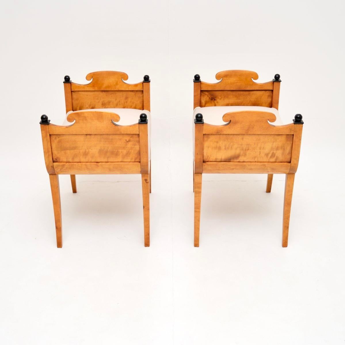 Pair of Antique Swedish Satin Birch Biedermeier Stools For Sale at 1stDibs