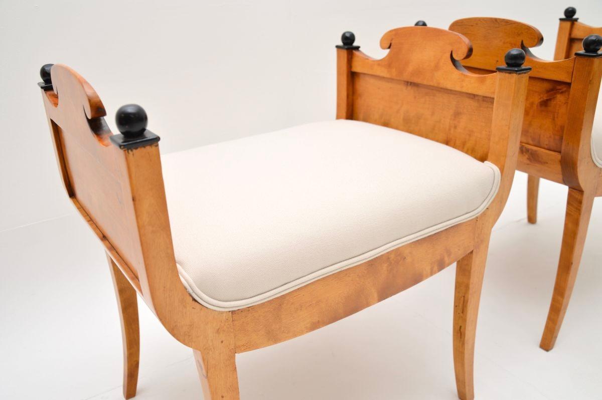 Pair of Antique Swedish Satin Birch Biedermeier Stools For Sale at 1stDibs