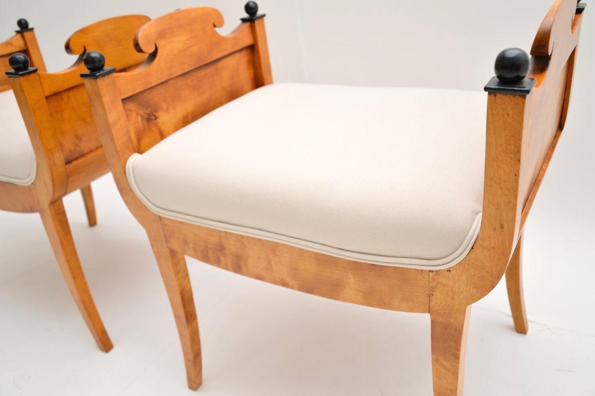 Pair of Antique Swedish Satin Birch Biedermeier Stools For Sale at 1stDibs