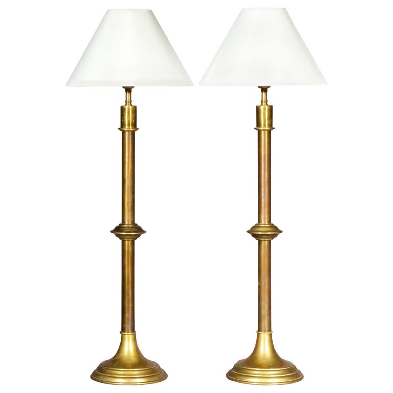 Pair of Antique Tall Brass Table Lamps at 1stDibs | tall brass lamps ...