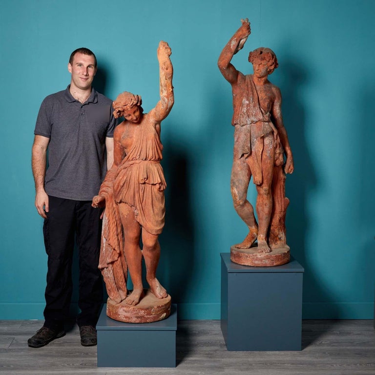 Pair of Antique Terracotta Figures by John Matthews For Sale at 1stDibs