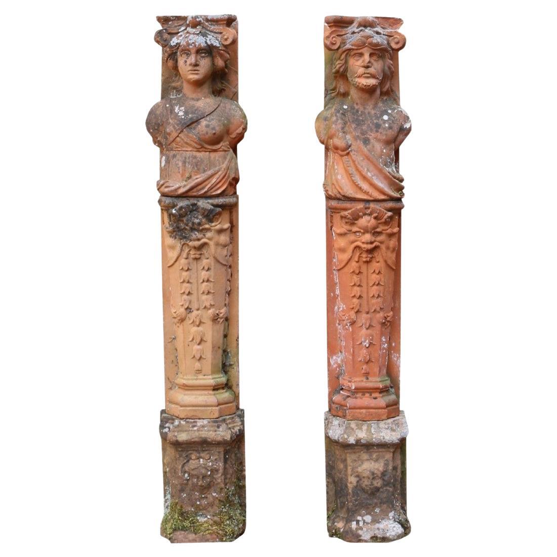 Pair of Herms Depicting a Caryatid and Atlas at 1stDibs