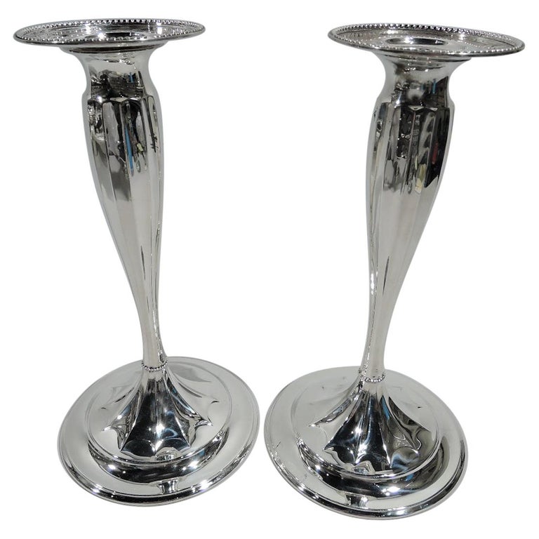 Pair of Antique Tiffany Sterling Silver Star Candlesticks For Sale at ...