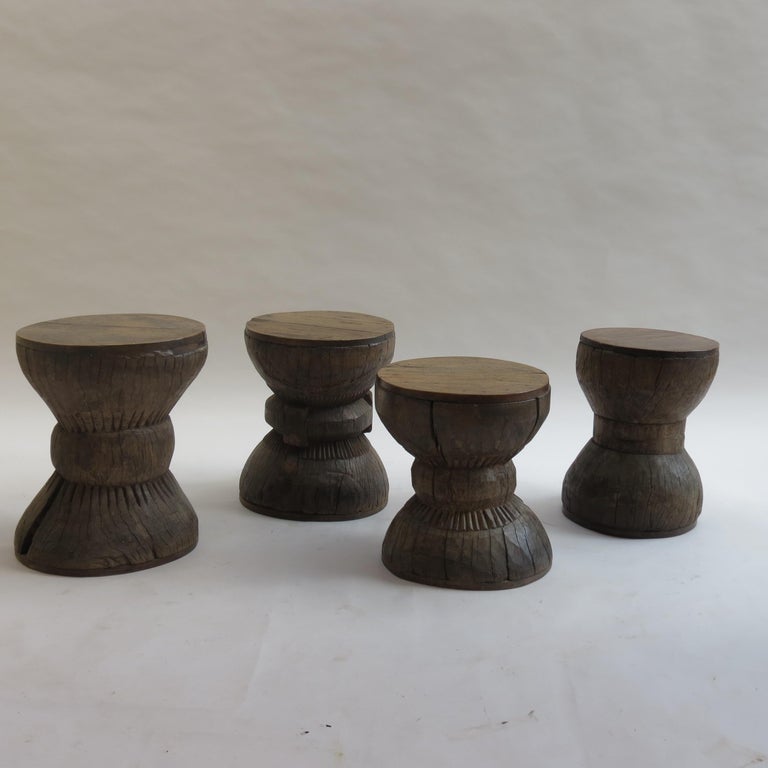 Pair of Antique Tribal African Hardwood Hand Carved Stool Side Table No ...