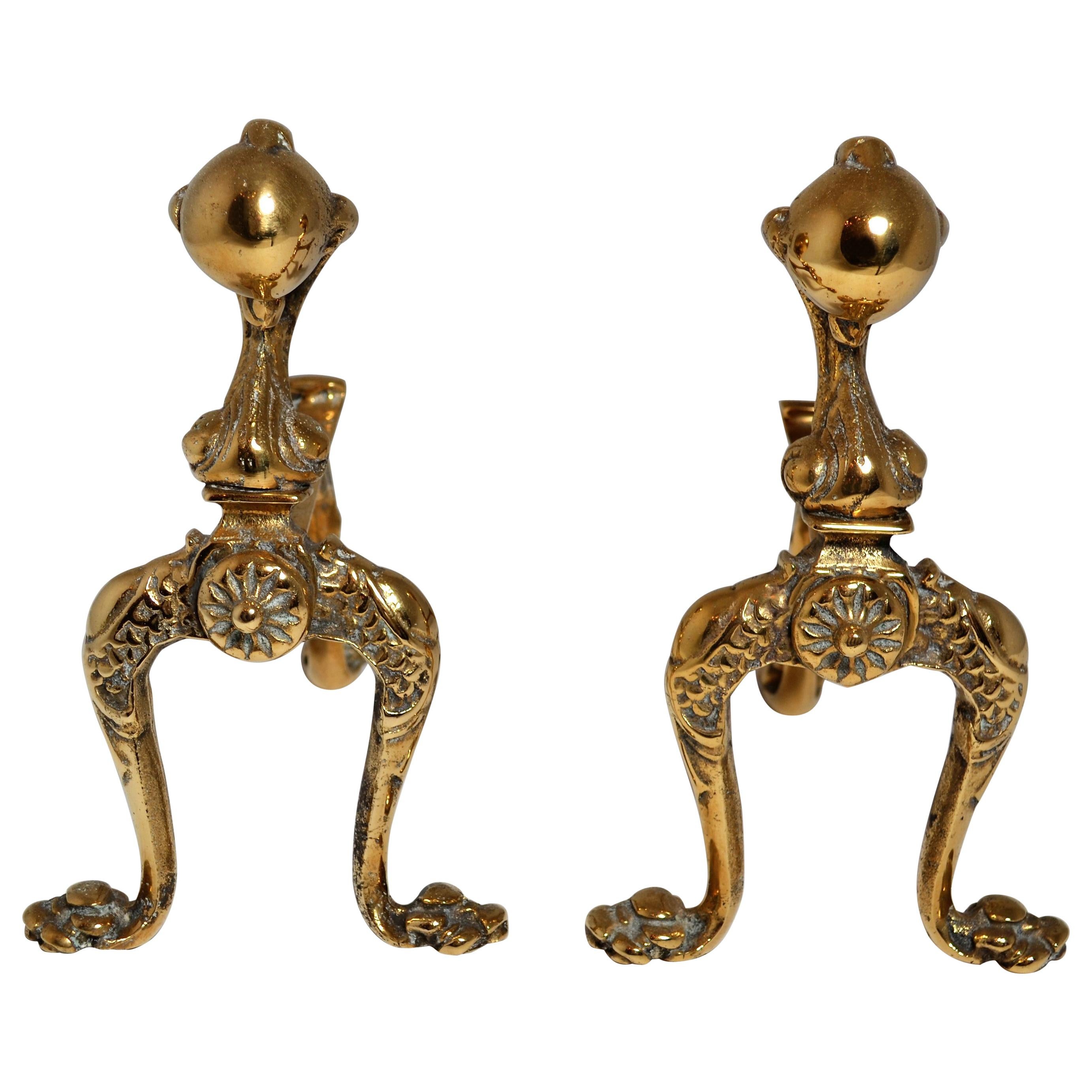 Pair of Victorian Brass Fire Dogs For Sale at 1stDibs