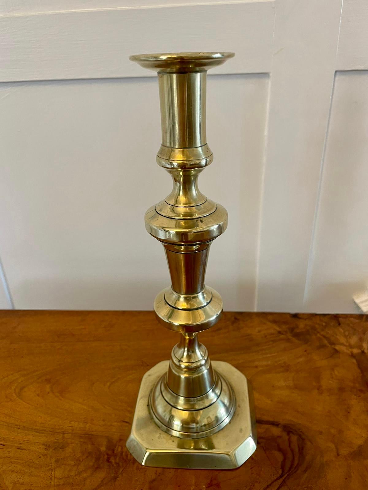 Pair of Antique Victorian Brass Candlesticks For Sale at 1stDibs