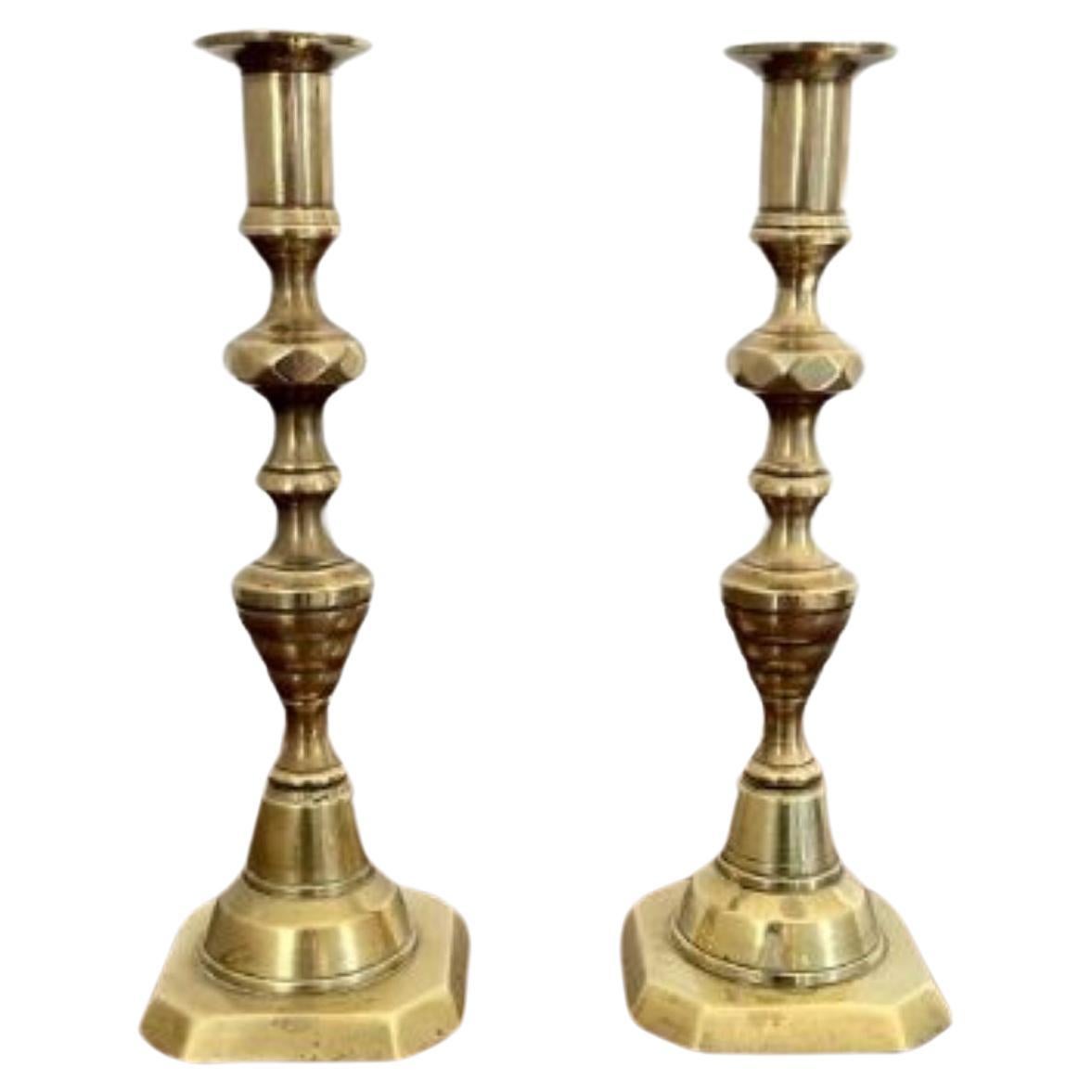 Quality Pair of Unusual Antique Victorian Ornate Brass Pricket ...