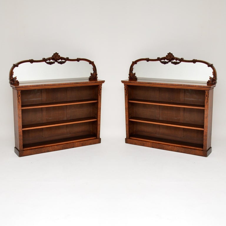 Pair of Antique Victorian Burr Walnut Bookcases at 1stDibs