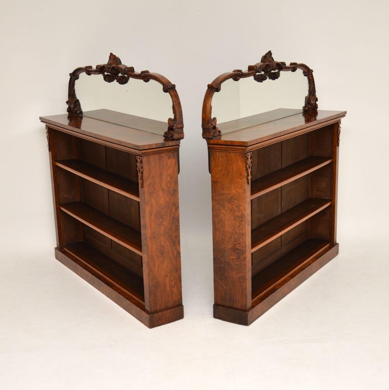 Pair of Antique Victorian Burr Walnut Bookcases at 1stDibs