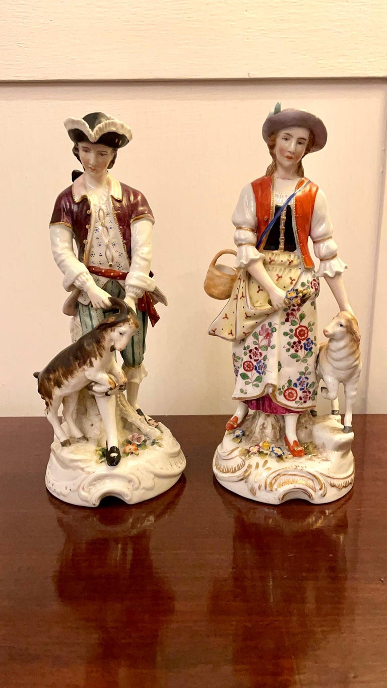 Pair of Antique Victorian Continental Porcelain Figures For Sale at 1stDibs