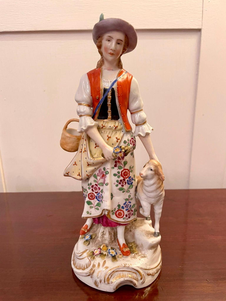 Pair of Antique Victorian Continental Porcelain Figures For Sale at 1stDibs
