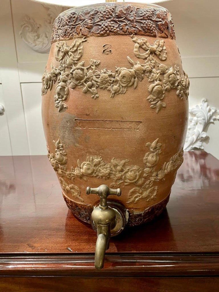 Pair of Antique Victorian Doulton Barrel Lamps at 1stDibs