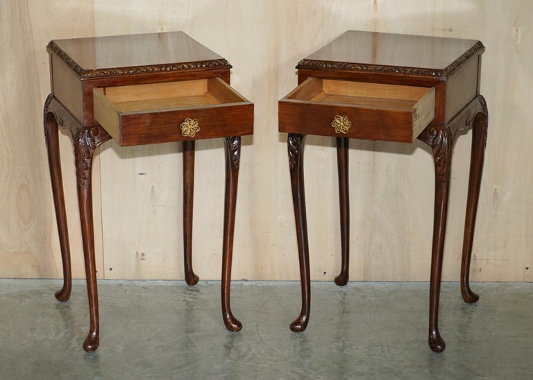 PAIR OF ANTIQUE VICTORIAN ELEGANT CABRIOLE LEGGED SINGLE DRAWER TALL ...