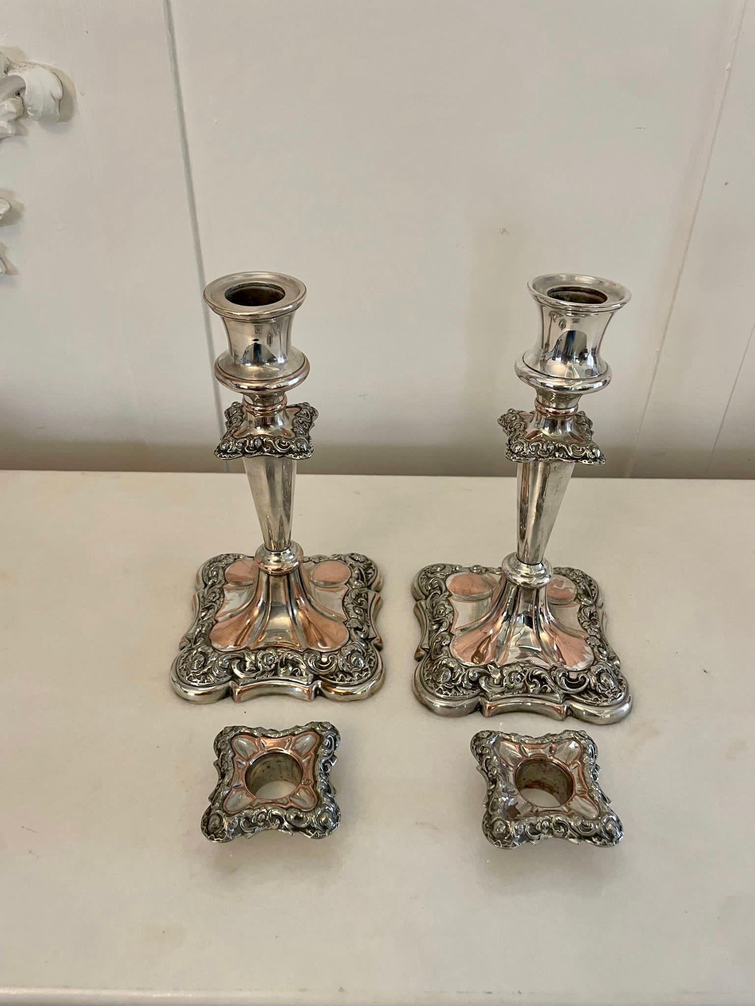Pair of Antique Victorian Quality Ornate Sheffield Plated Candlesticks ...