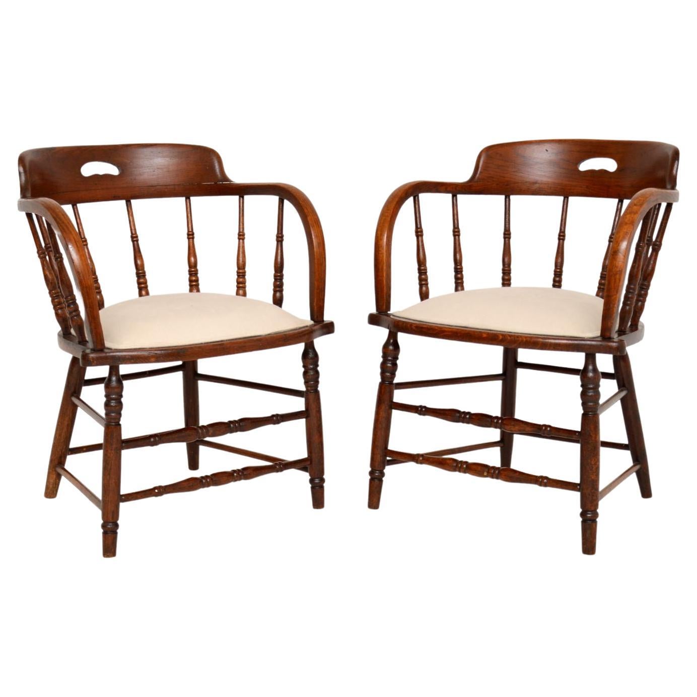 Antique Elbow Chair, Victorian, Elm, Bow-Back, Smokers, Captains Desk ...