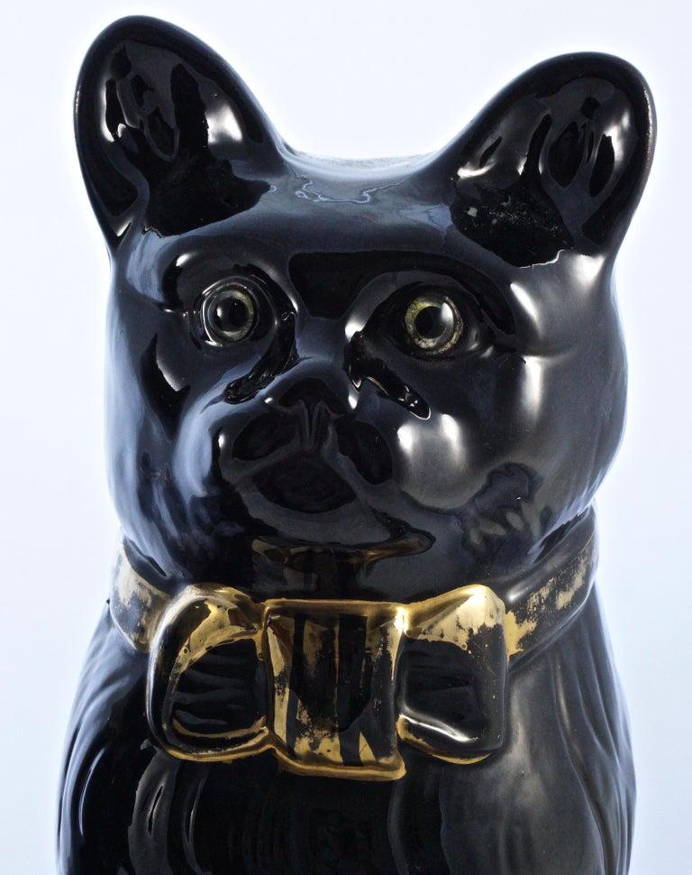 Pair of Antique Victorian Staffordshire Jackfield Black Pottery Cat ...