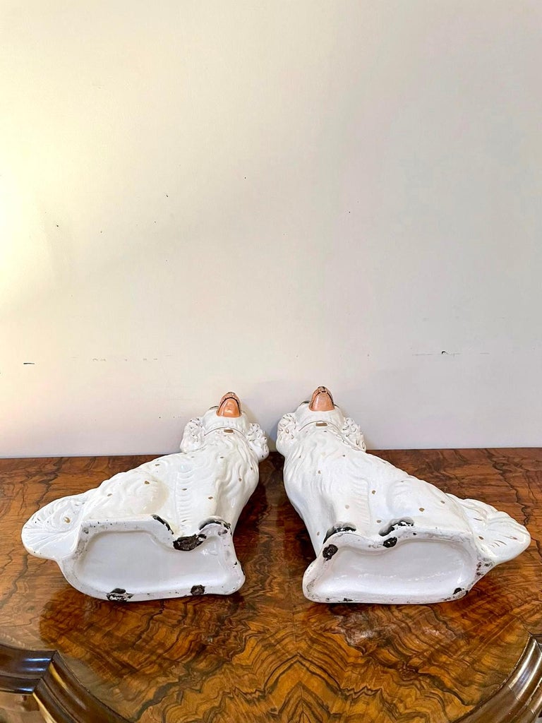Pair of Antique Victorian White and Gold Staffordshire Dogs at 1stDibs ...
