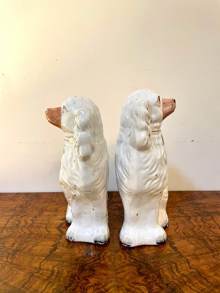 Pair of Antique Victorian White and Gold Staffordshire Dogs at 1stDibs ...