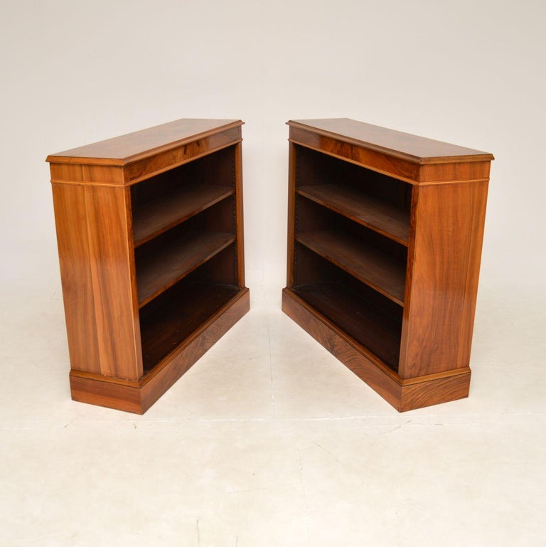 Pair of Antique Walnut Open Bookcases For Sale at 1stDibs
