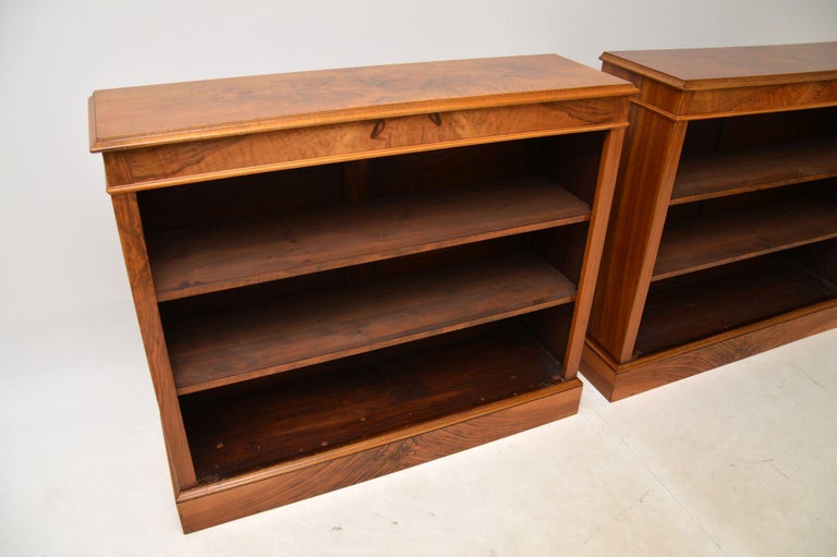 Pair of Antique Walnut Open Bookcases For Sale at 1stDibs