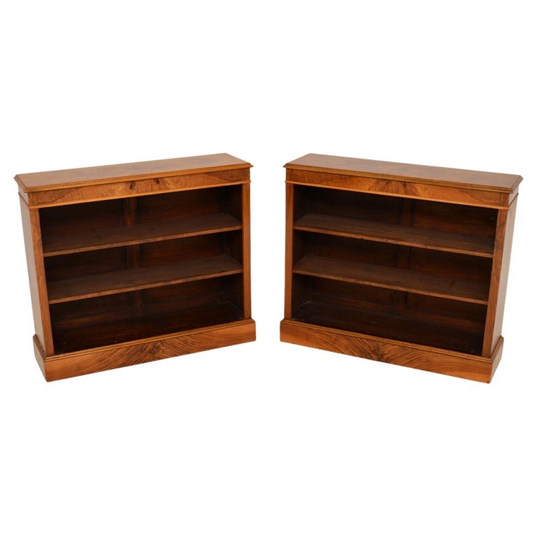 Pair of Antique Walnut Open Bookcases For Sale at 1stDibs