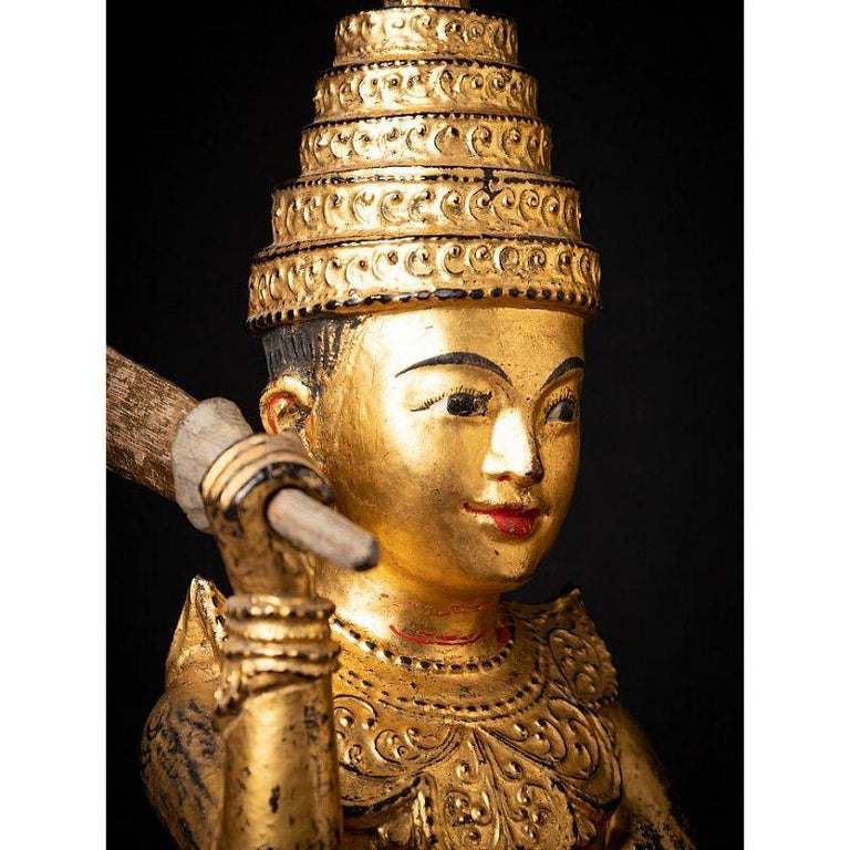 Pair of Antique Wooden Burmese Nat Statues from Burma For Sale at 1stDibs