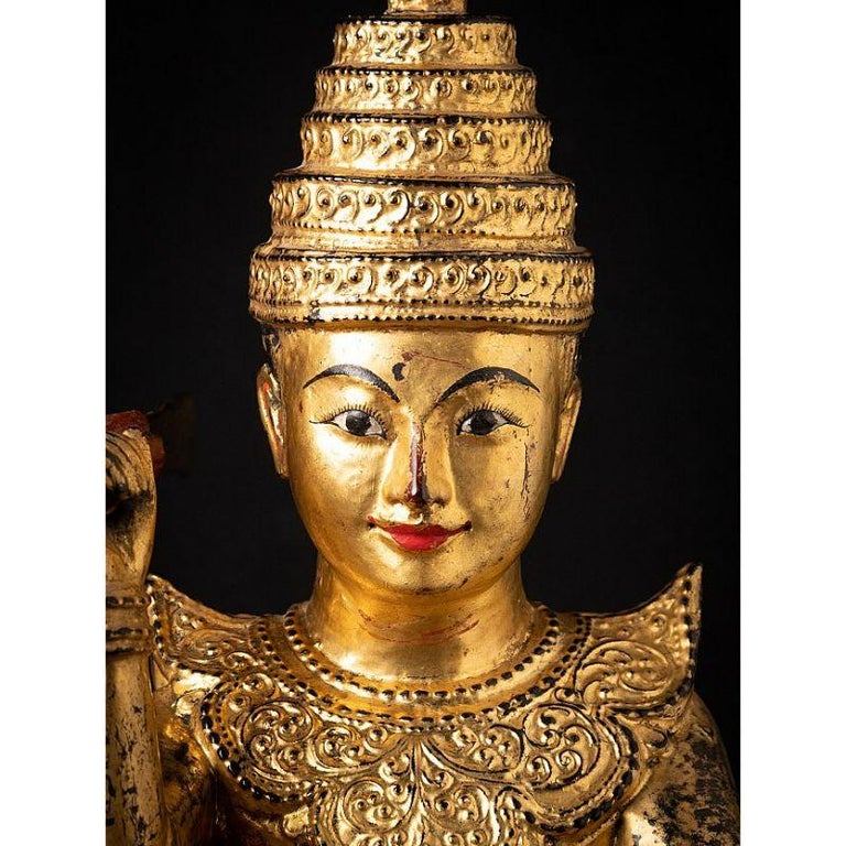 Pair of Antique Wooden Burmese Nat Statues from Burma For Sale at 1stDibs