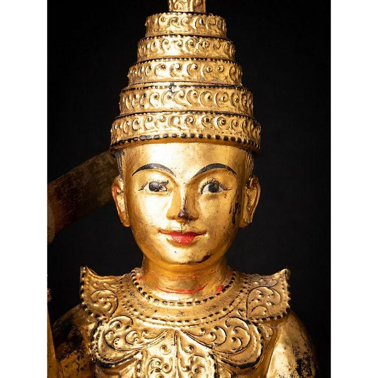 Pair of Antique Wooden Burmese Nat Statues from Burma For Sale at 1stDibs