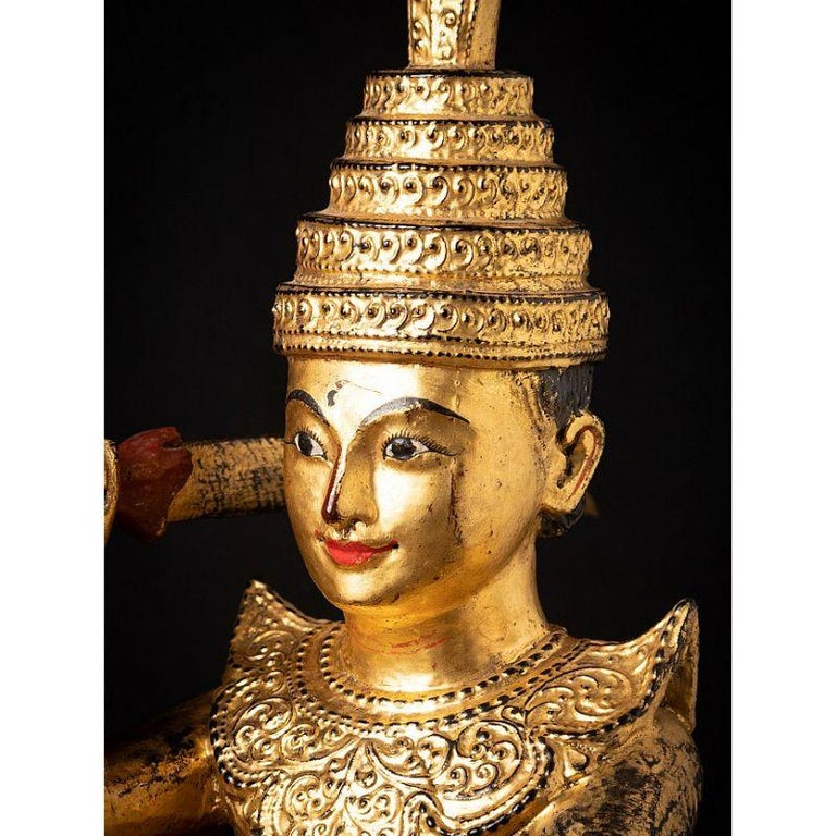 Pair of Antique Wooden Burmese Nat Statues from Burma For Sale at 1stDibs