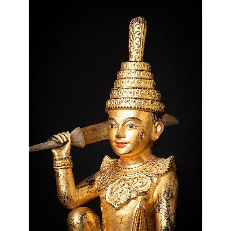 Pair of Antique Wooden Burmese Nat Statues from Burma For Sale at 1stDibs